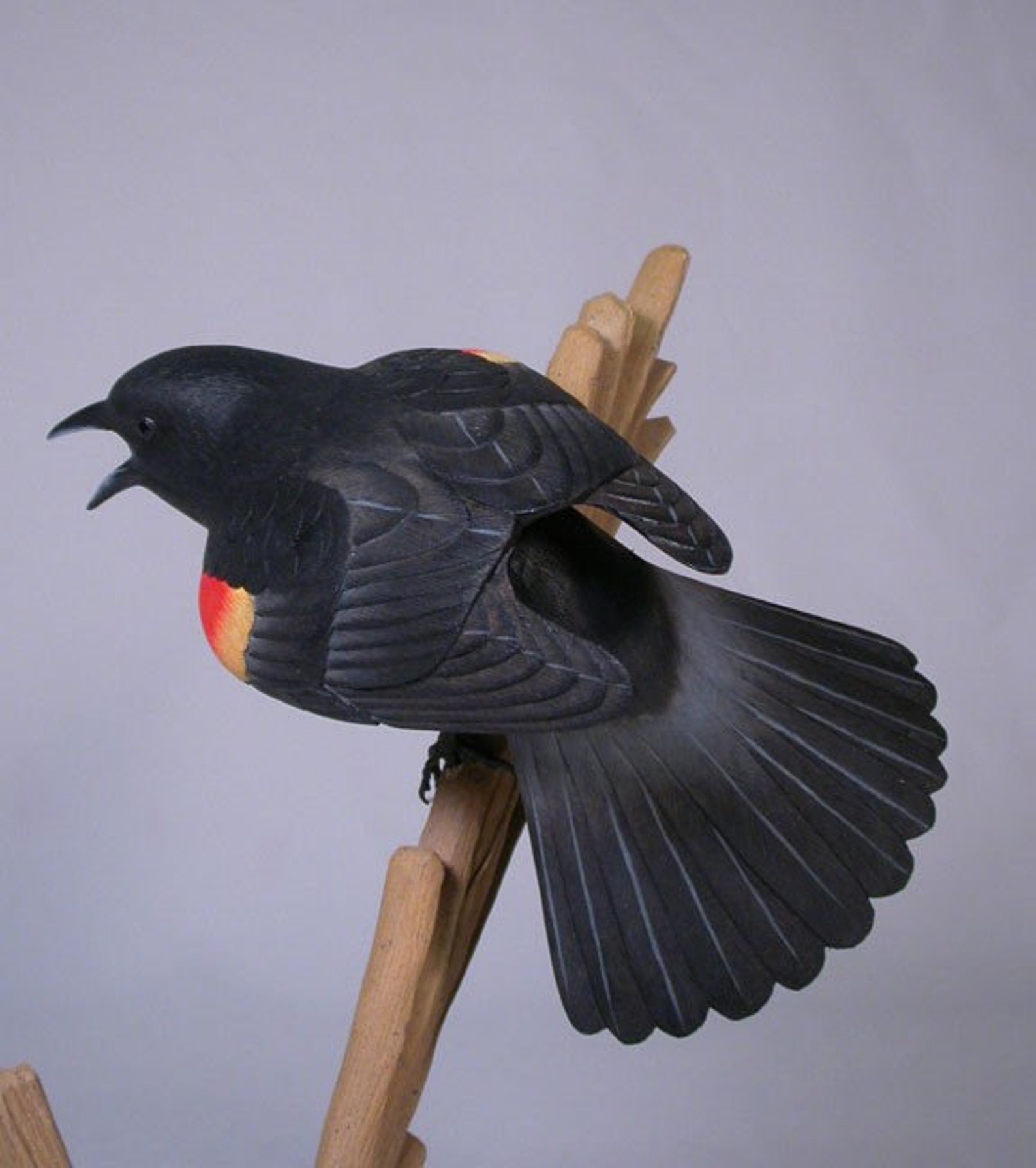Red-winged Blackbird Hand Carved Wooden Bird - Etsy