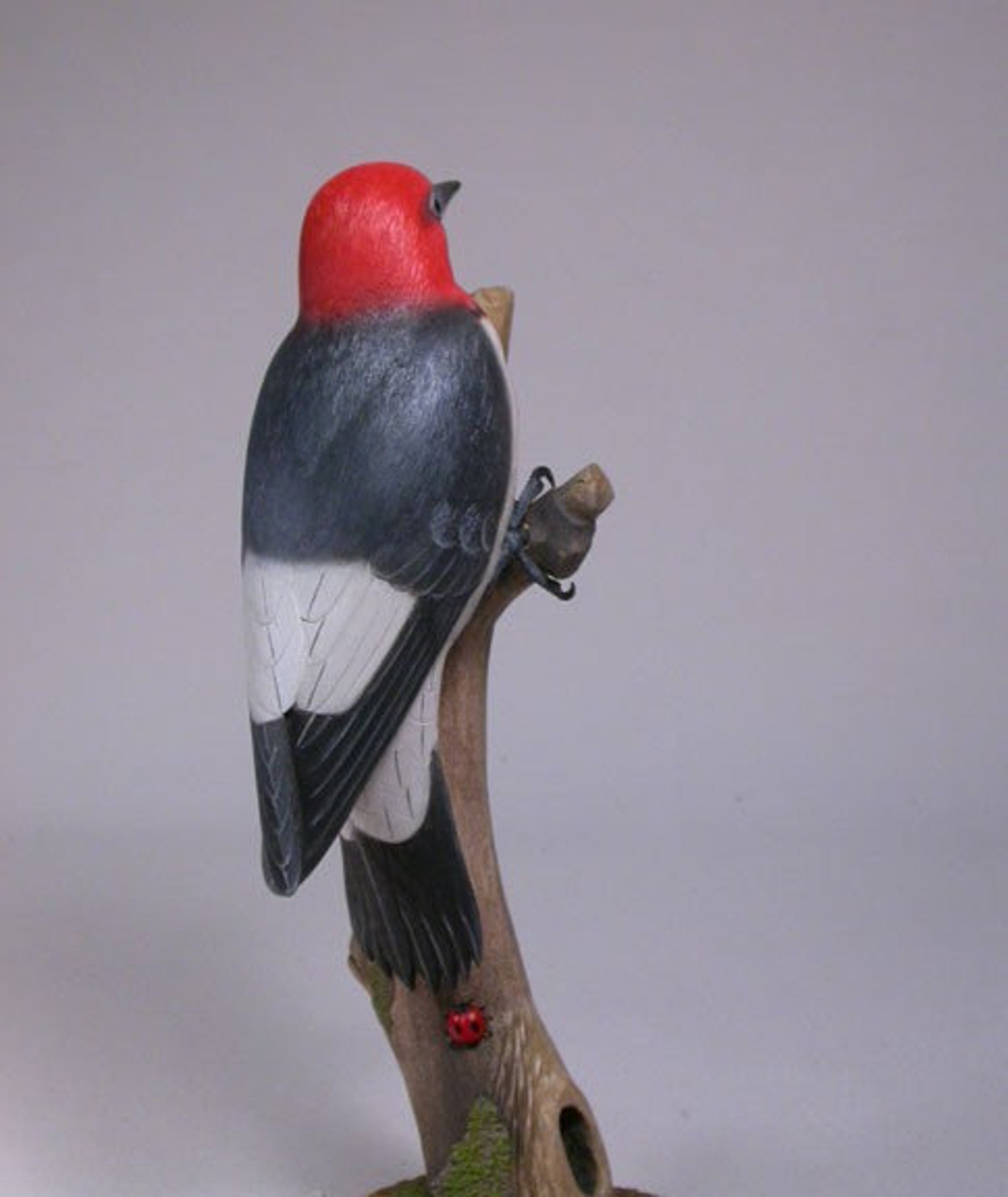 Red-headed Woodpecker Hand Carved Wooden Bird - Etsy