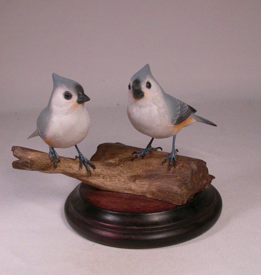Tufted Titmouse Pair #2 Hand Carved and Hand Painted Wooden Bird - Etsy