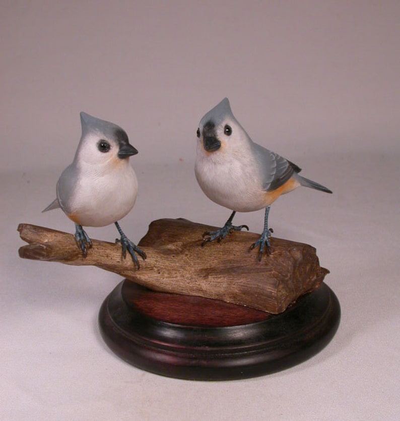 Tufted Titmouse Pair 2 Hand Carved and Hand Painted Wooden - Etsy