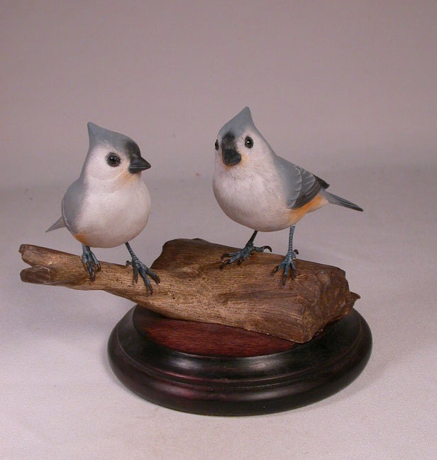 Tufted Titmouse Pair 2 Hand Carved and Hand Painted Wooden - Etsy