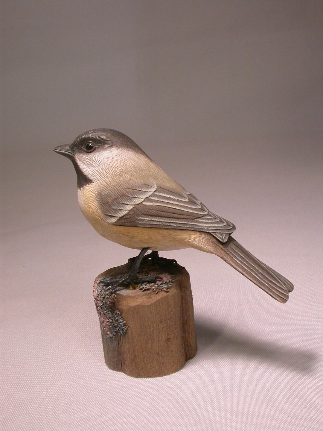 Black-capped Chickadee on Hand Carved Wooden Base - Etsy