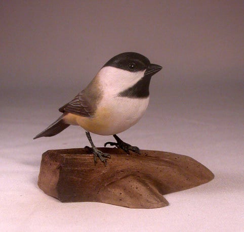 Black-capped Chickadee on Hand Carved Wooden Base - Etsy