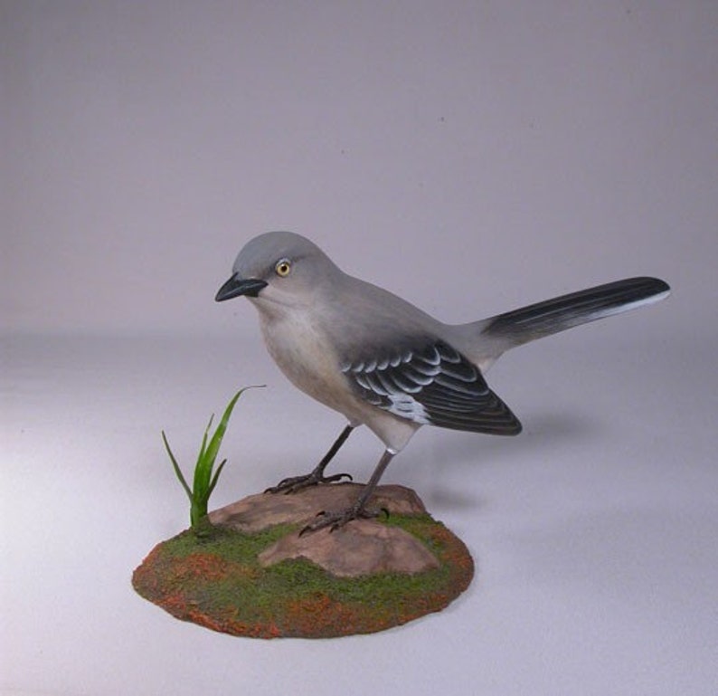 9 Inch Northern Mockingbird Original Bird Wood Carving - Etsy