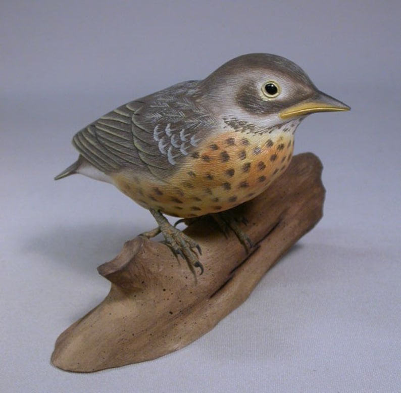 Baby American Robin Original Wood Carving - Etsy