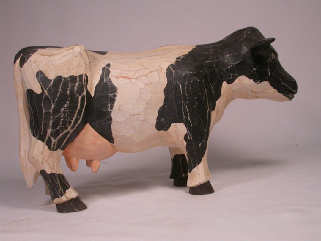 Cow Hand Carved Sculpture Handcrafted From Basswood - Etsy