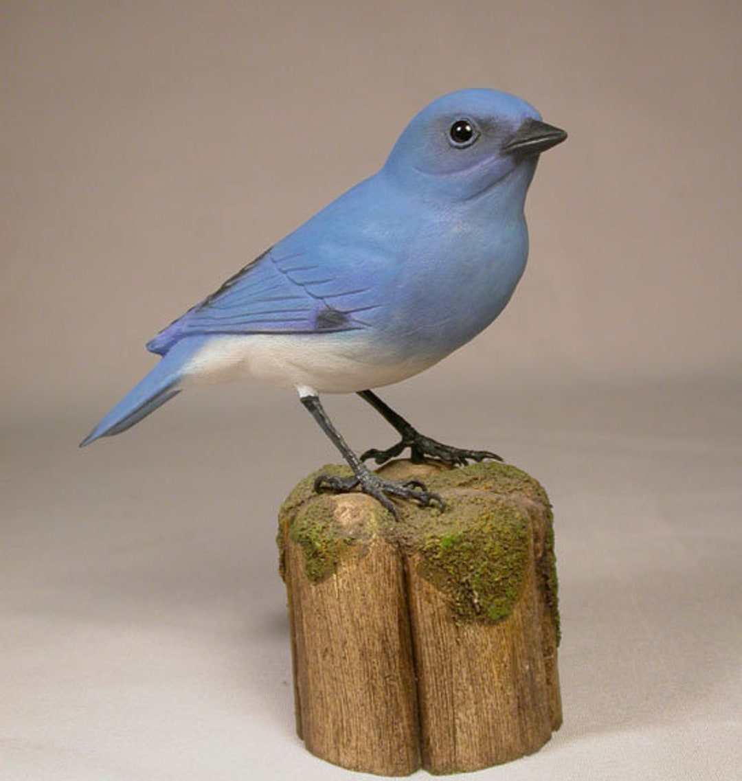Mountain Bluebird Male Wooden Carved Bird - Etsy
