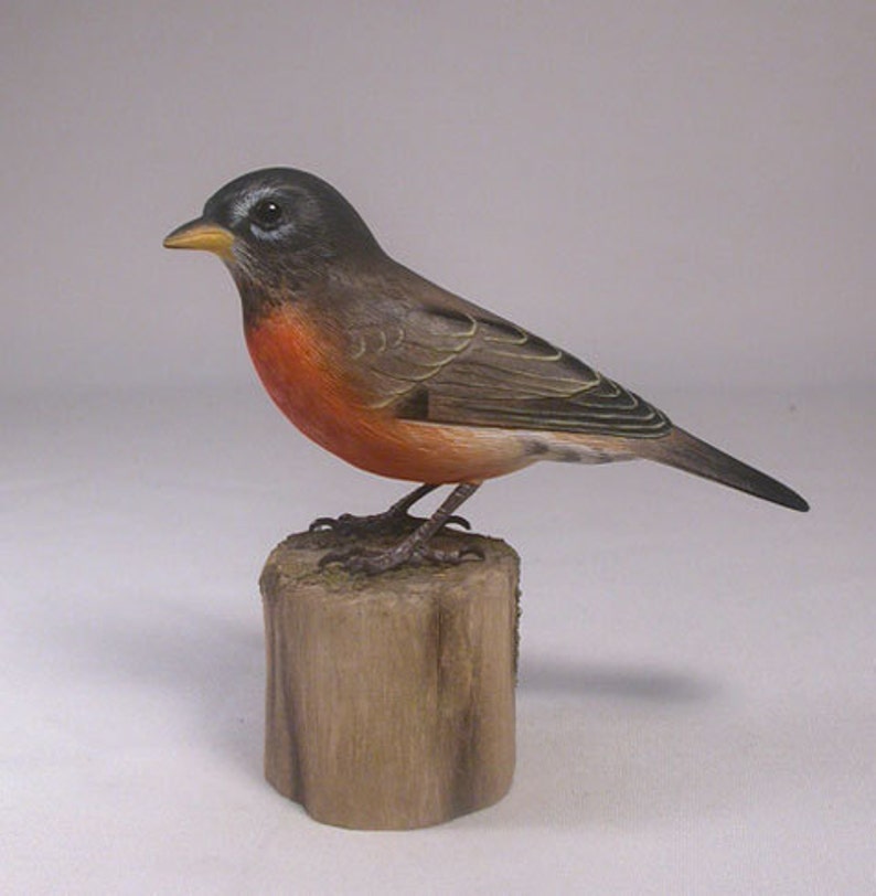 5-5/8 Inch American Robin Hand Carved and Hand Painted Wooden Bird - Etsy