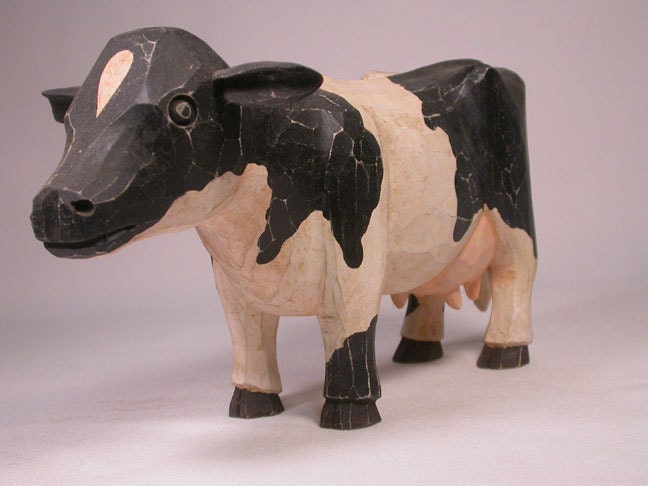 Cow Hand Carved Sculpture Handcrafted From Basswood - Etsy