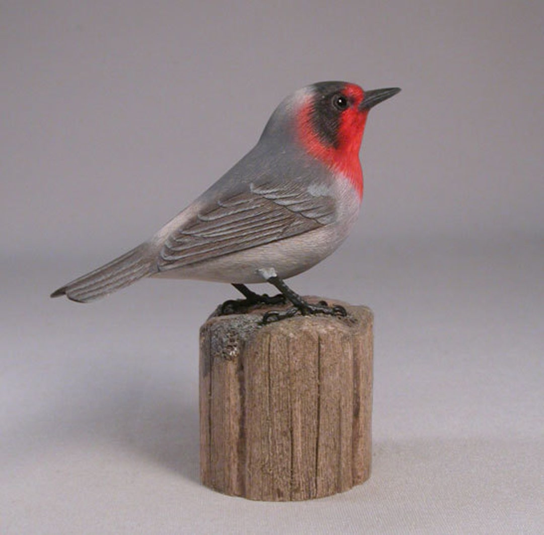 Red-faced Warbler Hand Carved Wood Bird - Etsy