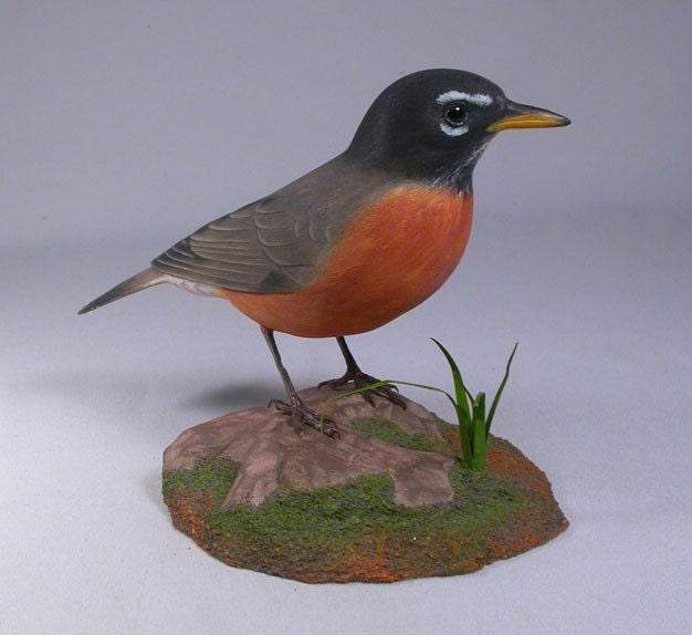 Life Size 9 Inch American Robin Wooden Carved Bird - Etsy
