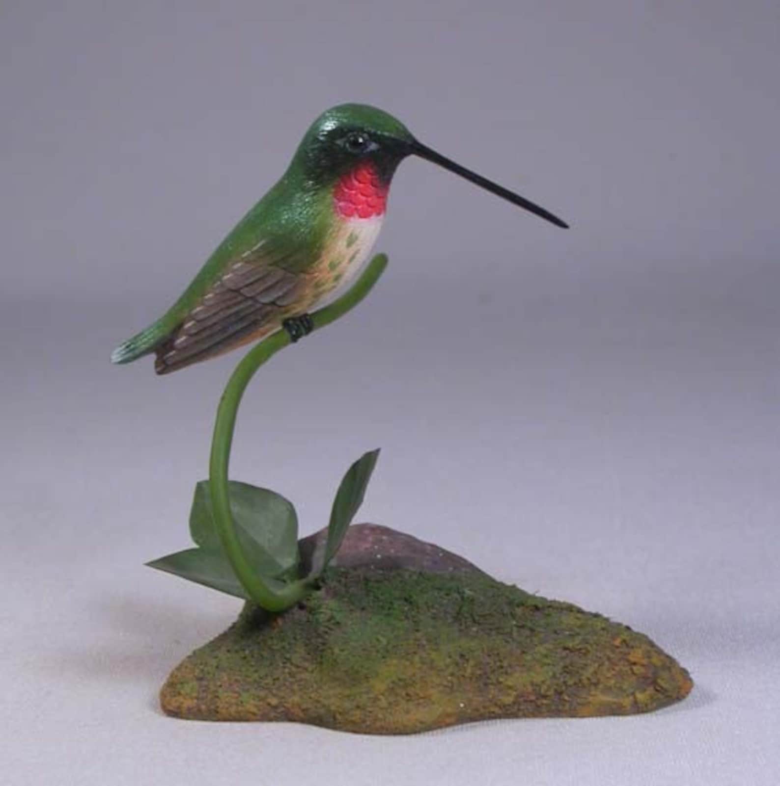 Ruby-throated Hummingbird Hand Carved Wooden Bird - Etsy