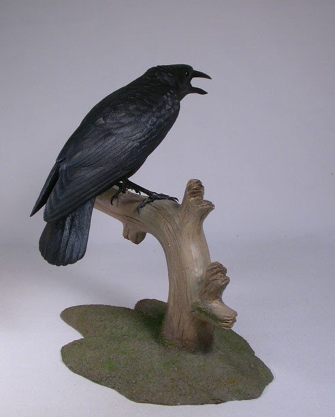 9 Inch American Crow on Branch Hand Carved Wooden Bird - Etsy
