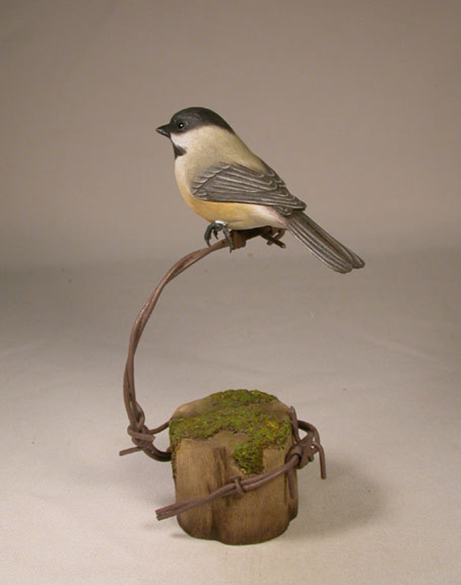 Black-capped Chickadee on Barbed Wire Hand Carved Wooden Bird - Etsy