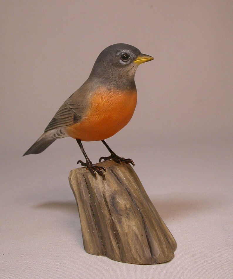 5-5/8 Inch American Robin #2 Hand Carved Wooden Bird - Etsy