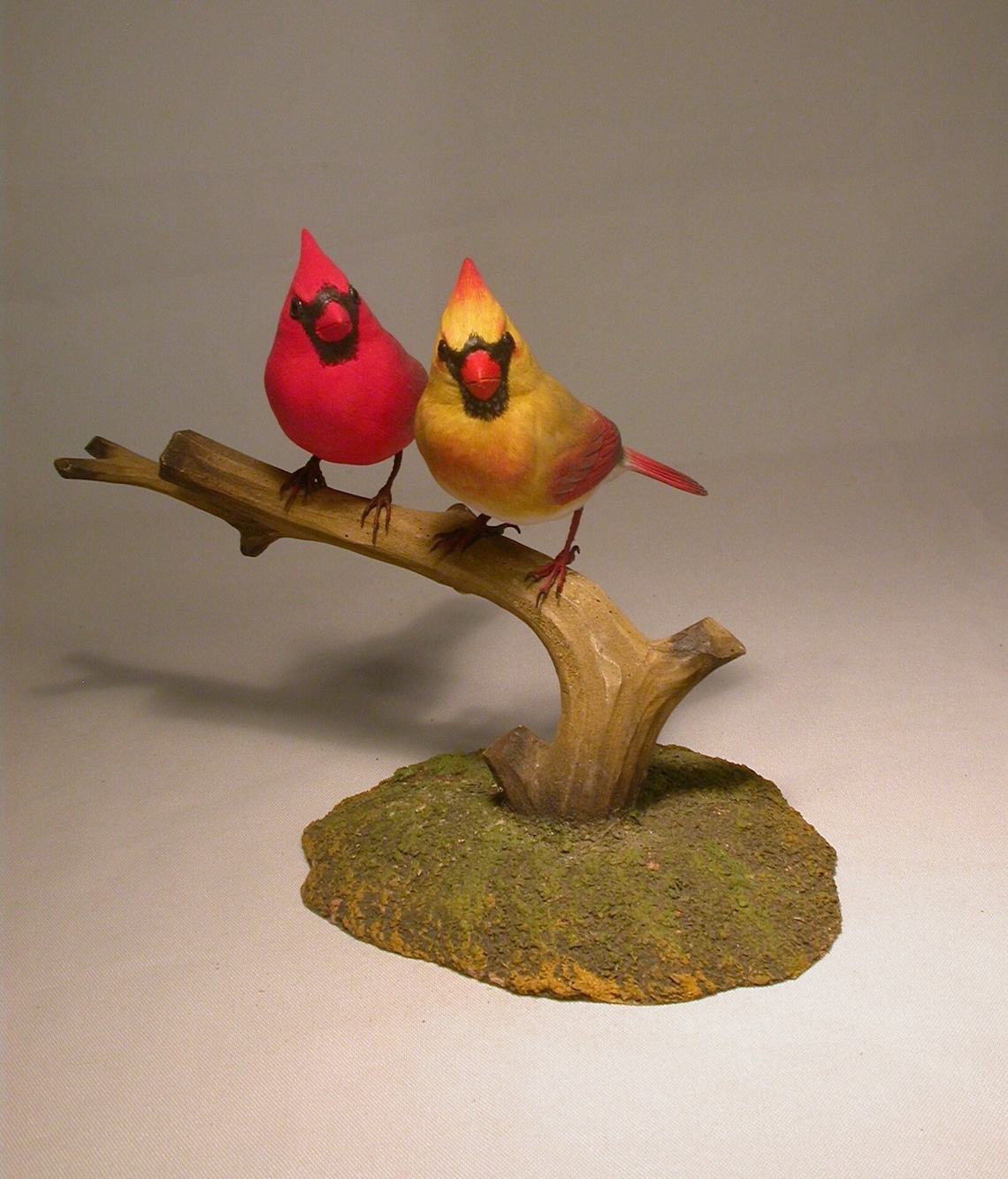 Mini Pair of Cardinals Hand Carved Wooden Birds - Etsy