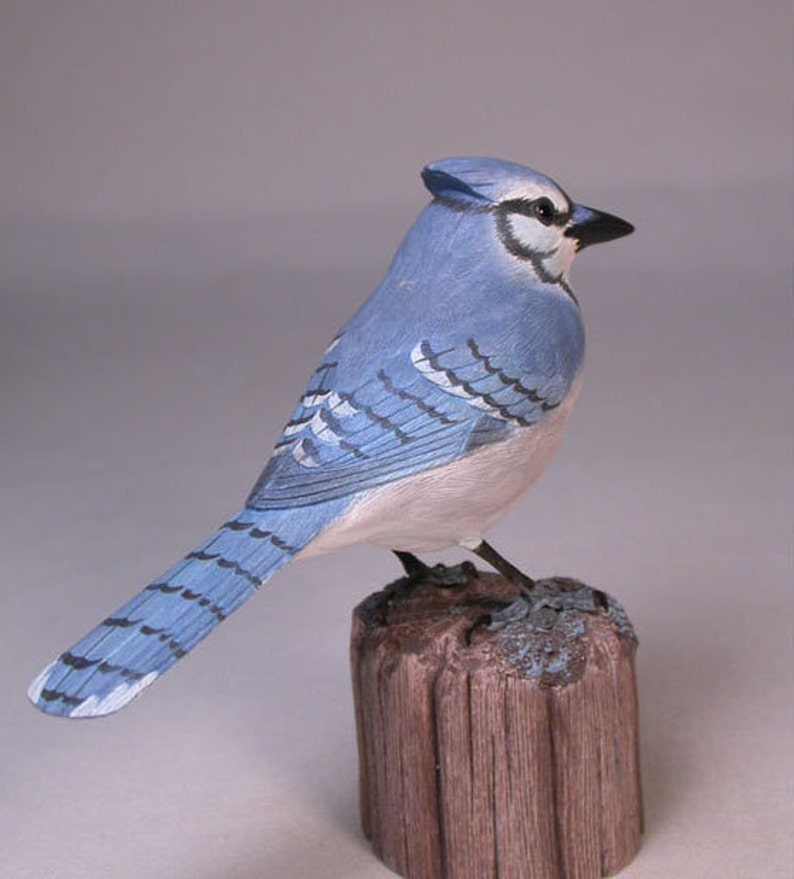 5-1/4 Inch Blue Jay Hand Carved and Hand Painted Wooden Bird - Etsy