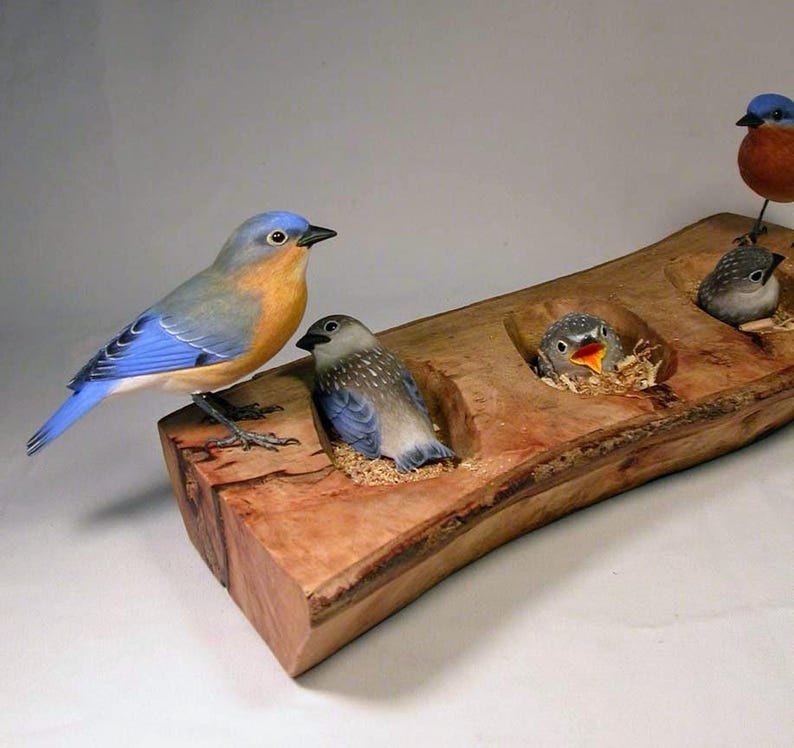 Eastern Bluebird Family Wood Carving Bird - Etsy