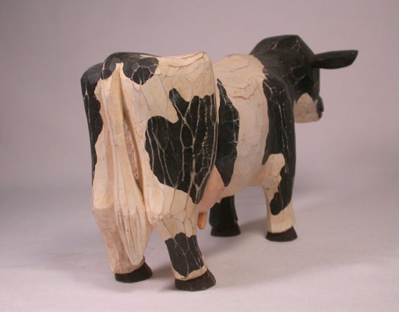 Cow Hand Carved Sculpture Handcrafted From Basswood - Etsy