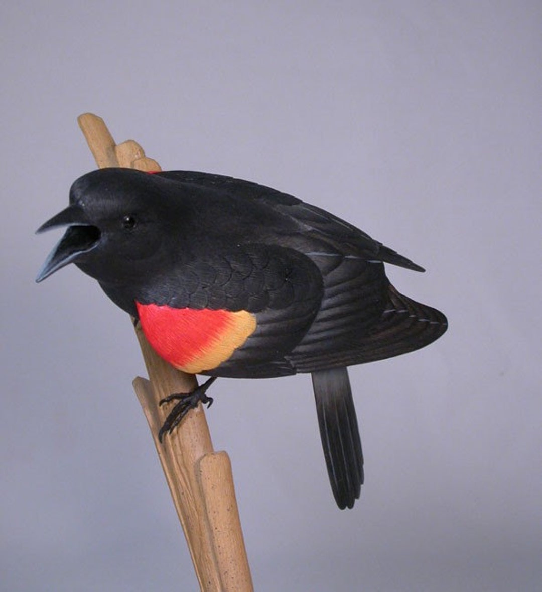 Red-winged Blackbird Hand Carved Wooden Bird - Etsy