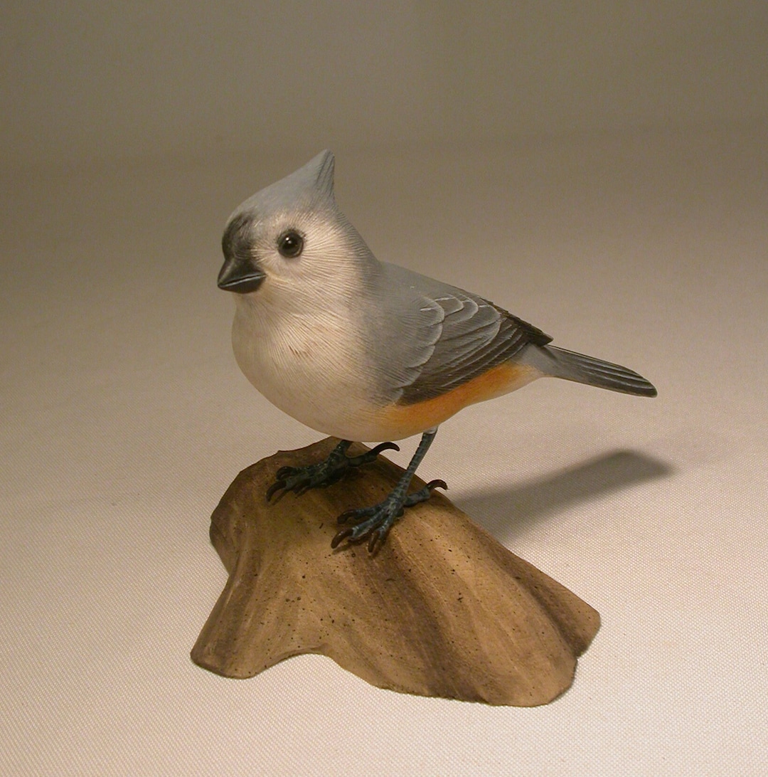 Tufted Titmouse Hand Carved and Hand Painted Wooden Bird - Etsy