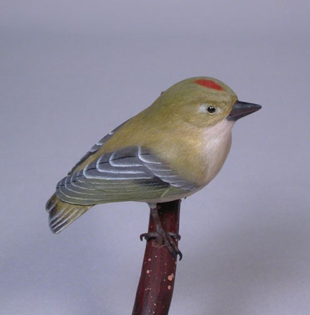 Ruby-crowned Kinglet Carved Wooden Bird - Etsy