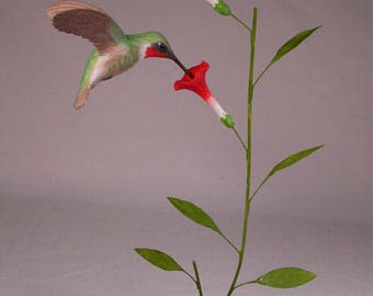 Open-winged Ruby-throated Hummingbird #4 Hand Carved Wooden Bird - Etsy