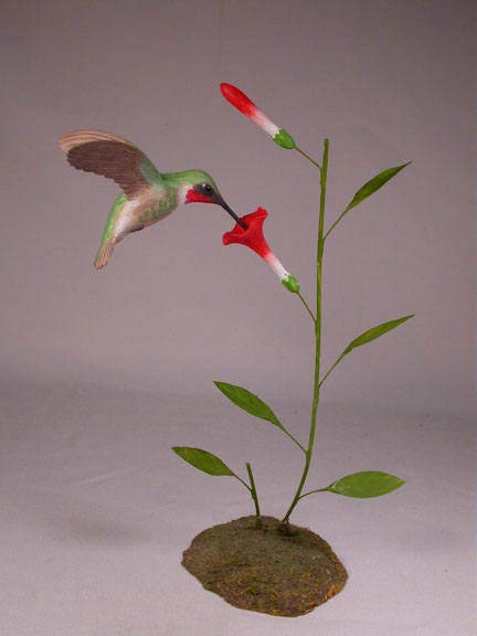 Open-winged Ruby-throated Hummingbird 3 Hand Carved Wooden - Etsy