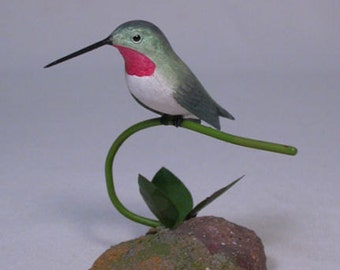 Ruby-throated Hummingbird Hand Carved Wooden Bird | Etsy