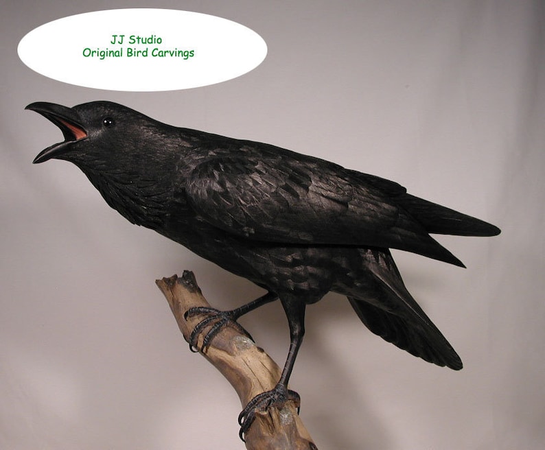 22 Inch Common Raven Hand Carved Wooden Bird - Etsy