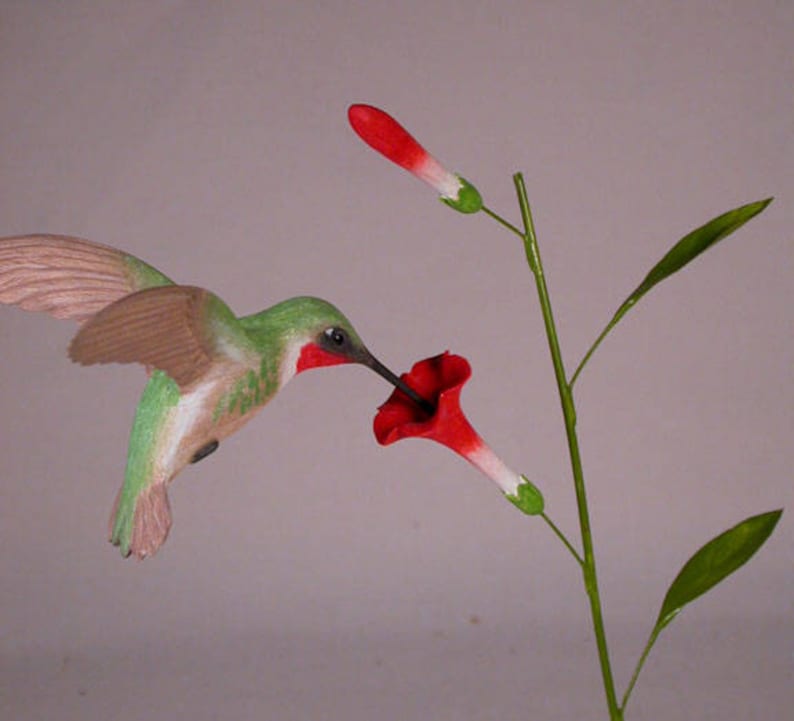 Open-winged Ruby-throated Hummingbird #3 Hand Carved Wooden Bird - Etsy