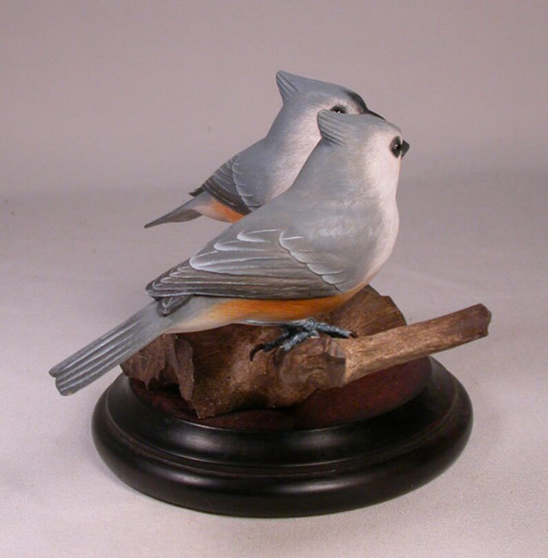 Tufted Titmouse Pair 2 Hand Carved and Hand Painted Wooden - Etsy