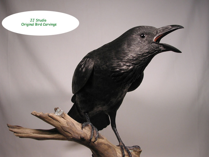 22 Inch Common Raven Hand Carved Wooden Bird - Etsy