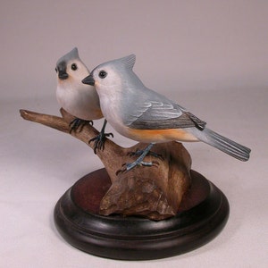 Tufted Titmouse Pair #2 Hand Carved and Hand Painted Wooden Bird - Etsy