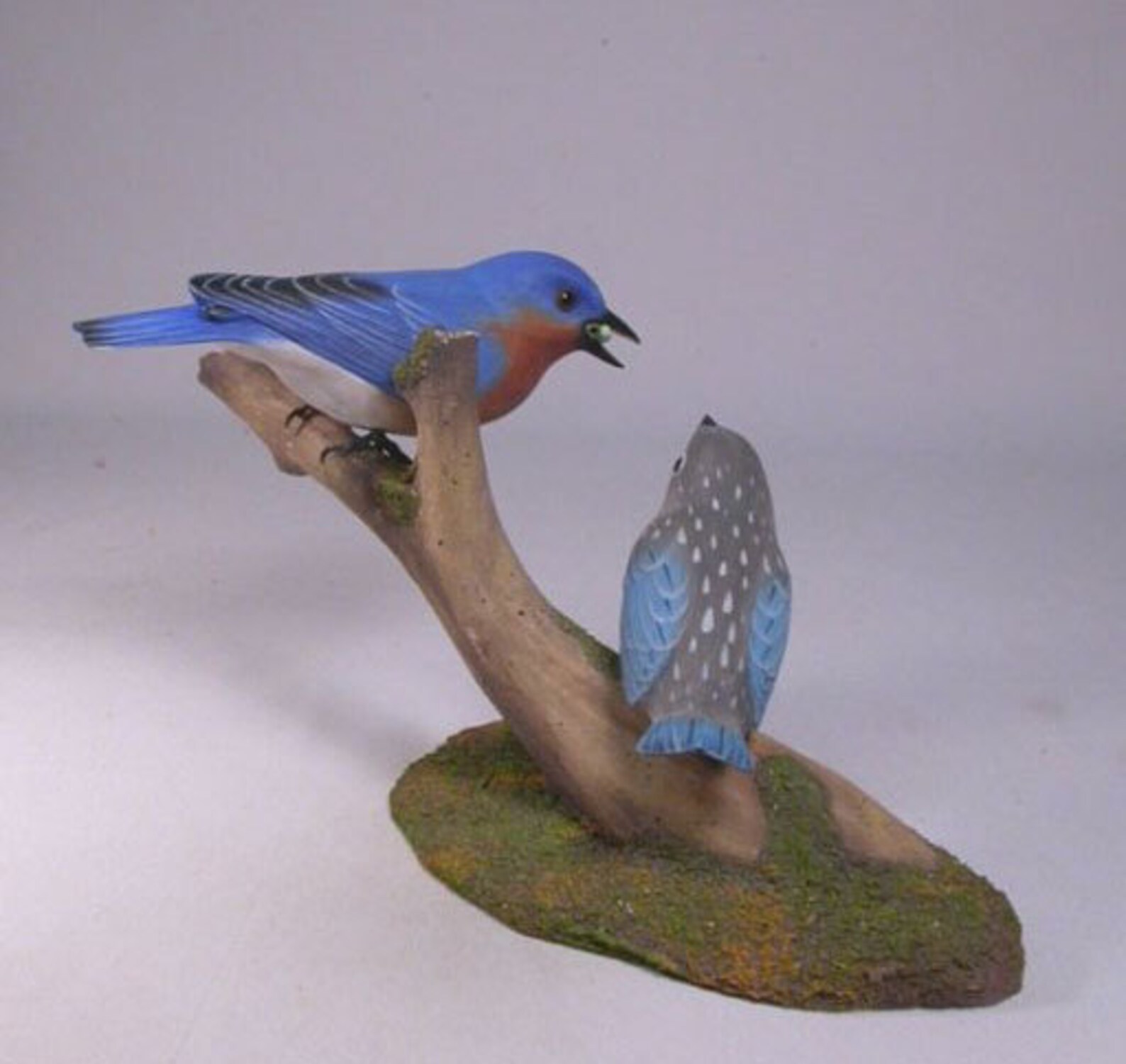 Eastern Bluebird (male) With a Baby Wooden Carved Bird - Etsy