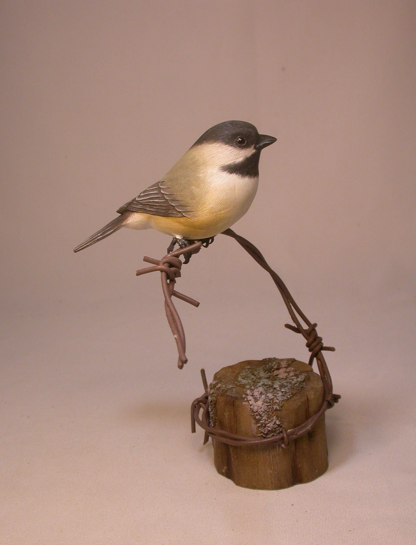 Black-capped Chickadee on Barbed Wire Hand Carved Wooden Bird - Etsy