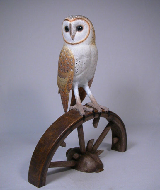 10 Inches Barn Owl Hand Carved Wooden Bird Carving - Etsy