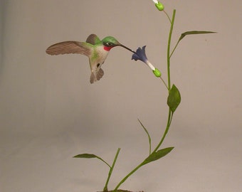 Ruby-throated Hummingbird Hand Carved Wooden Bird | Etsy