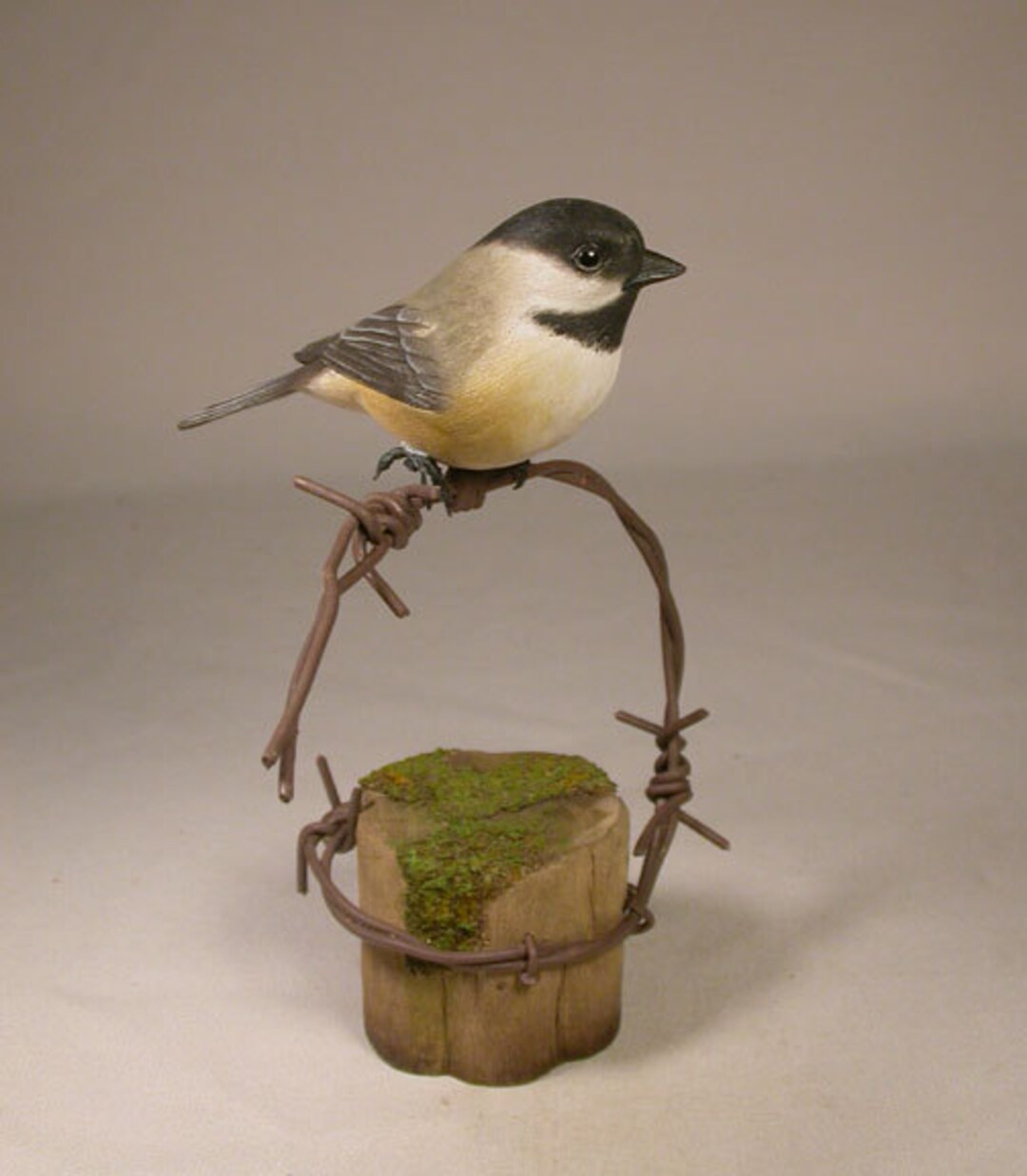 Black-capped Chickadee on Barbed Wire Hand Carved Wooden Bird - Etsy
