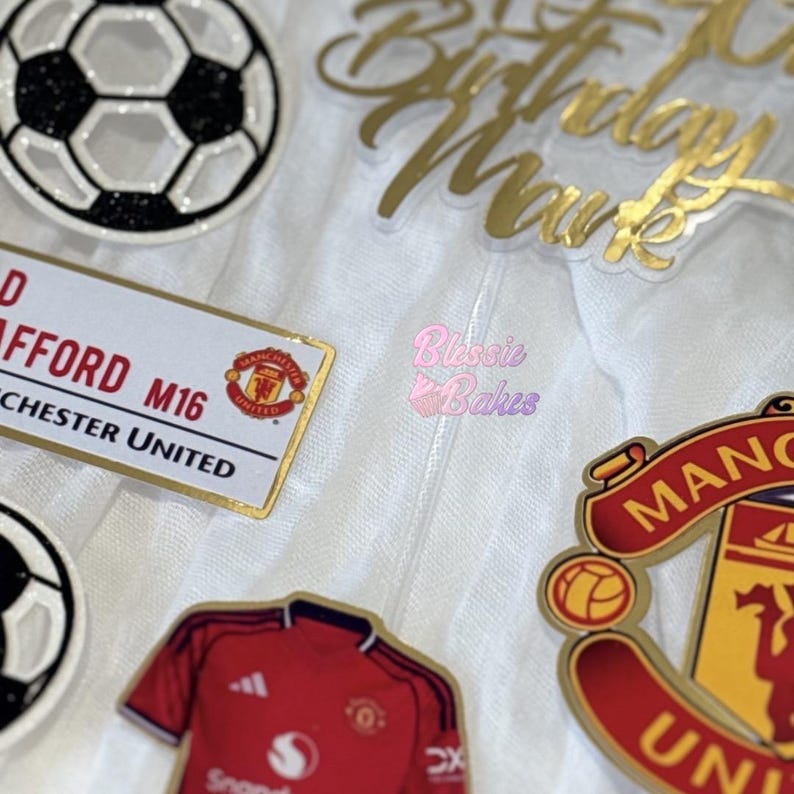 Personalised Football Cake Topper Set Manchester United Inspired ...