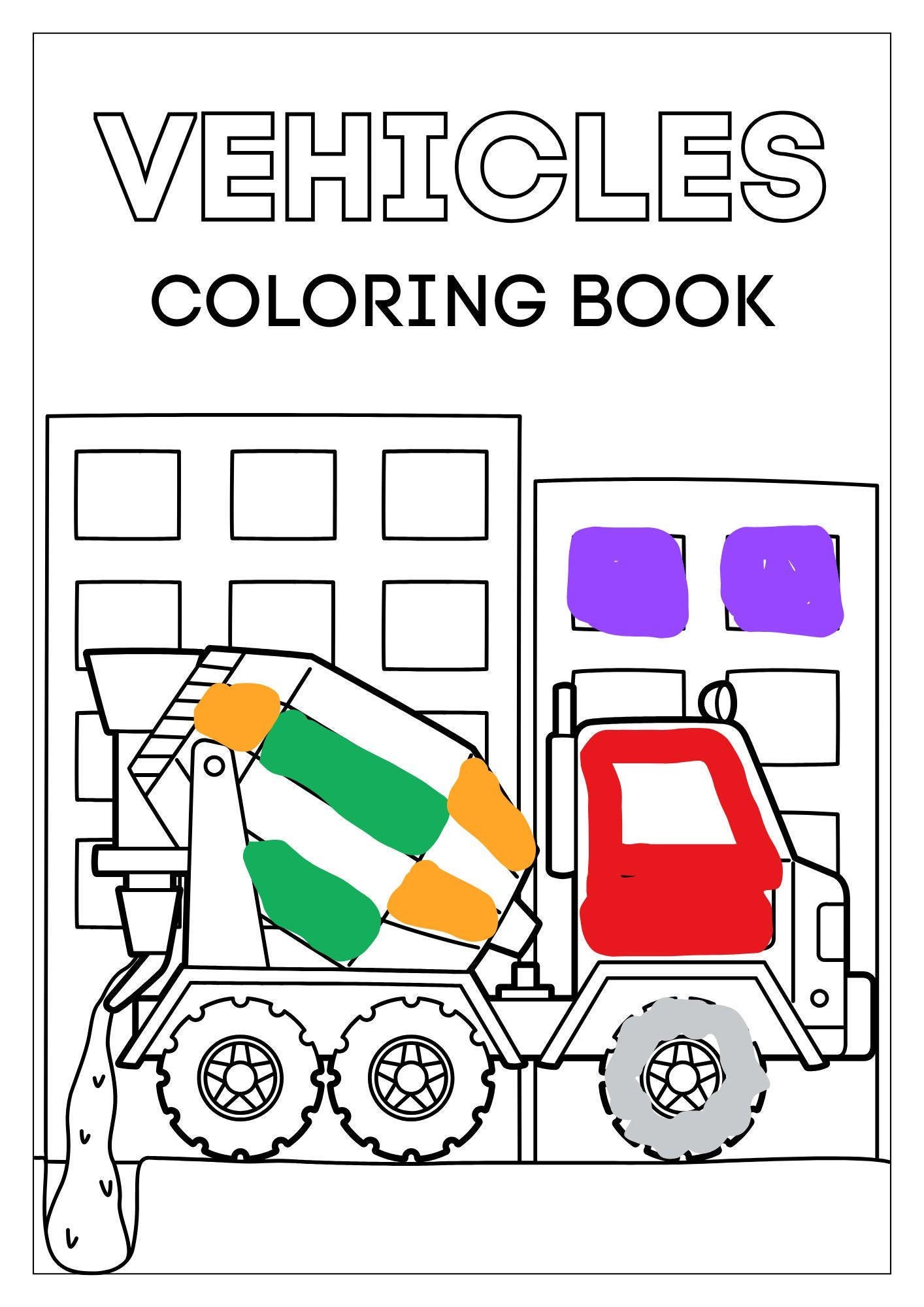 23 Amazing Vehicles Printable Coloring Book for Kids - Etsy