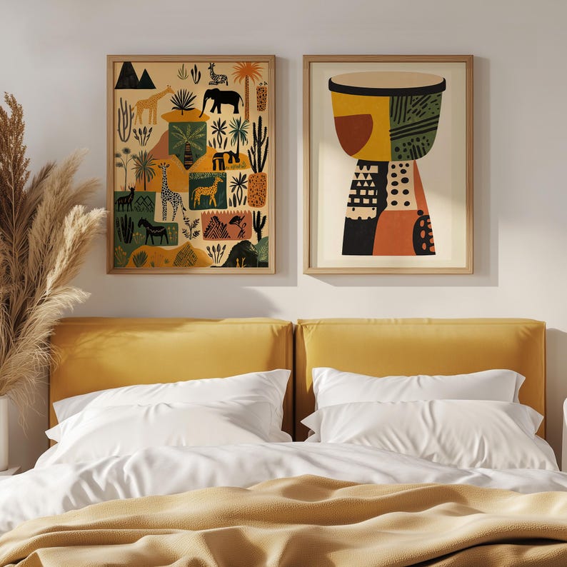 Set of 3 African Wall Art Print Tribal Safari Decor Ethnic Poster Boho ...