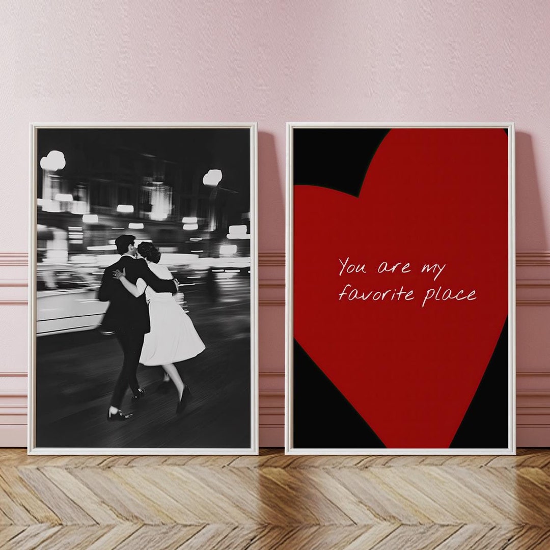 Set of 2 Vintage Love Posters, Romantic Couple & Quote Wall Art ...