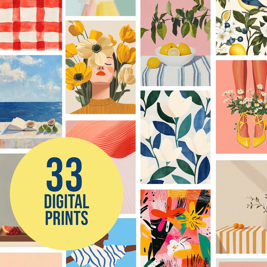 Summer 33 Digital Prints Art Bundle Wall Gallery Prints Vibrant Home ...