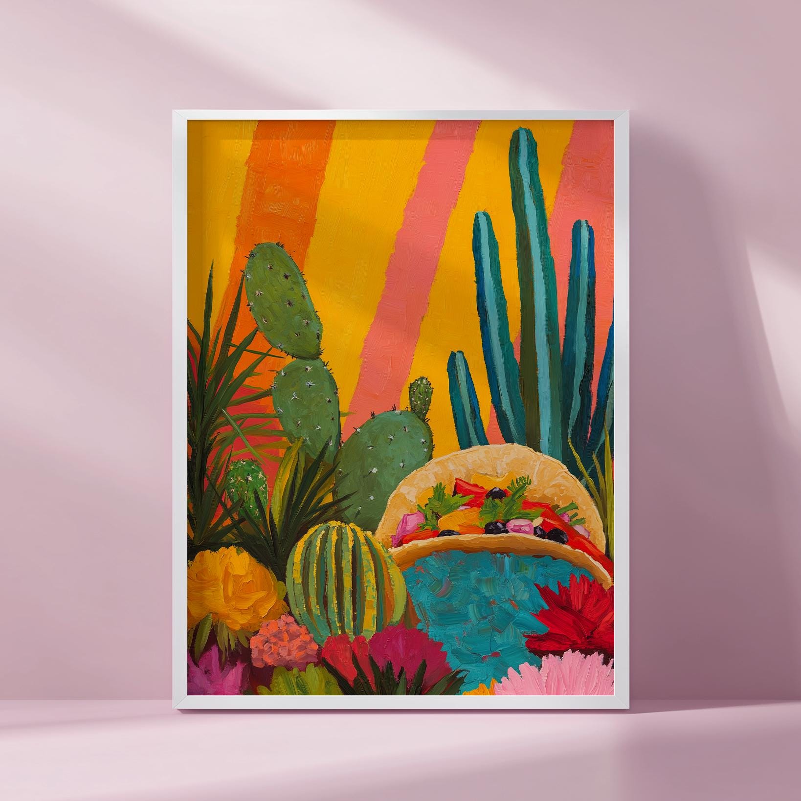 Mexican Street Taco Wall Print, Bold Painting Art, Kitchen Art, Foodie ...