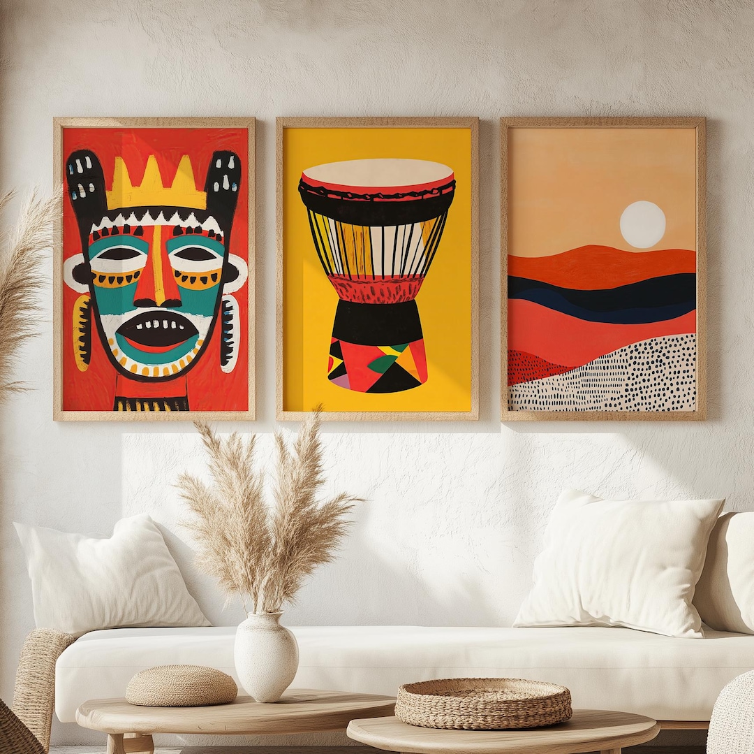 Set of 3 African Wall Art Print Tribal Safari Decor Ethnic Poster Boho ...