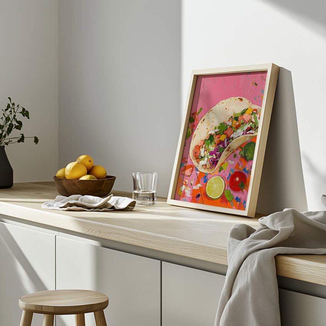 Mexican Taco Food Wall Art, Mexican Tako Poster, Abstract Bold Kitchen ...