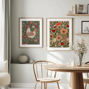 3 Chicken Posters, Animal Art Print, Chicken Lover Wall Art, Gift for ...