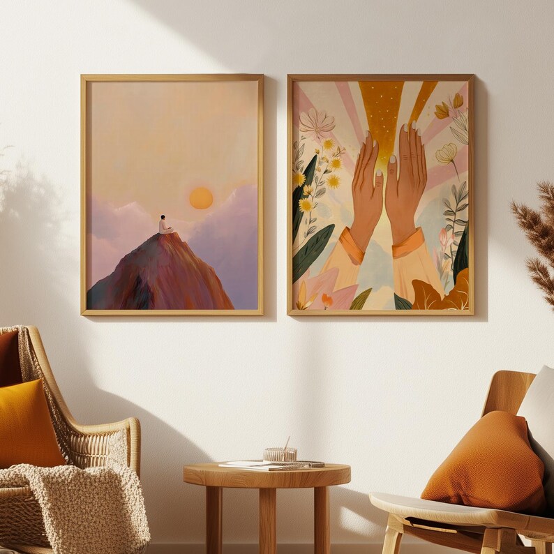 Bundle Meditation Room Decor, Printable Yoga Day Poster, Abstract ...