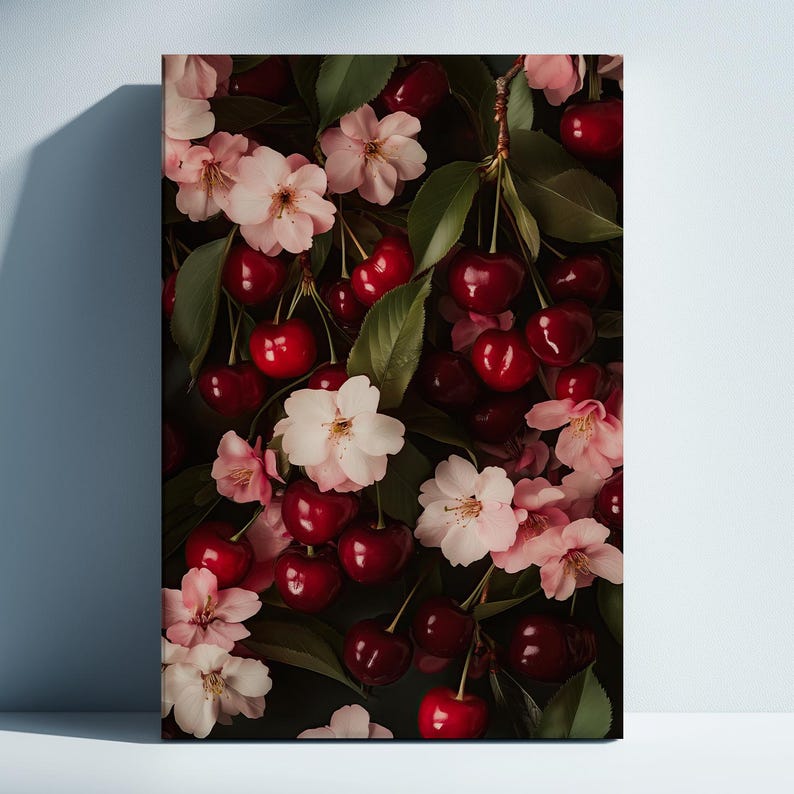 Set of 2 Cherry Posters, Cherry Blossoms, Dark Red Quote Print ...